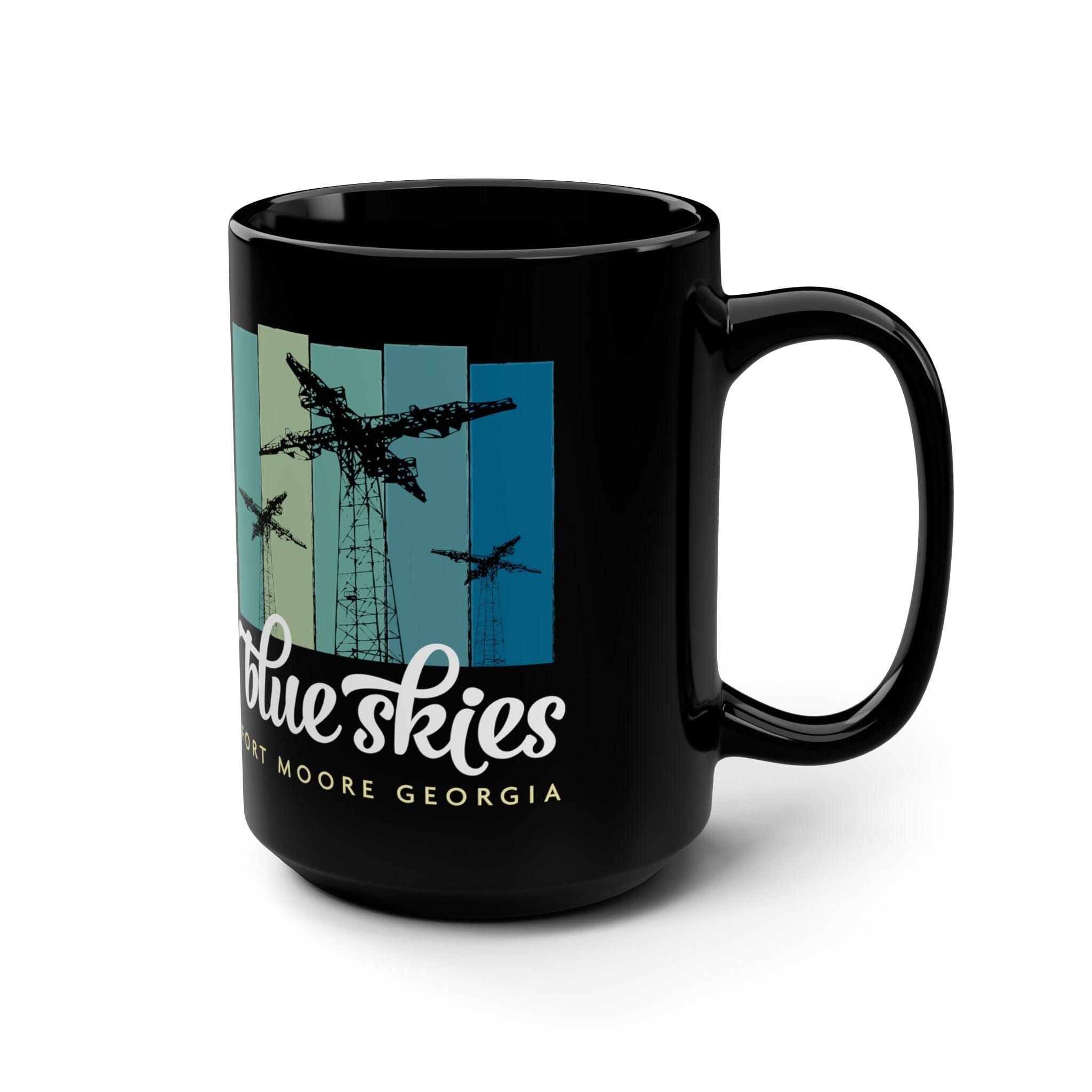 Blue Skies Fort Moore Georgia Black Mug – American Marauder