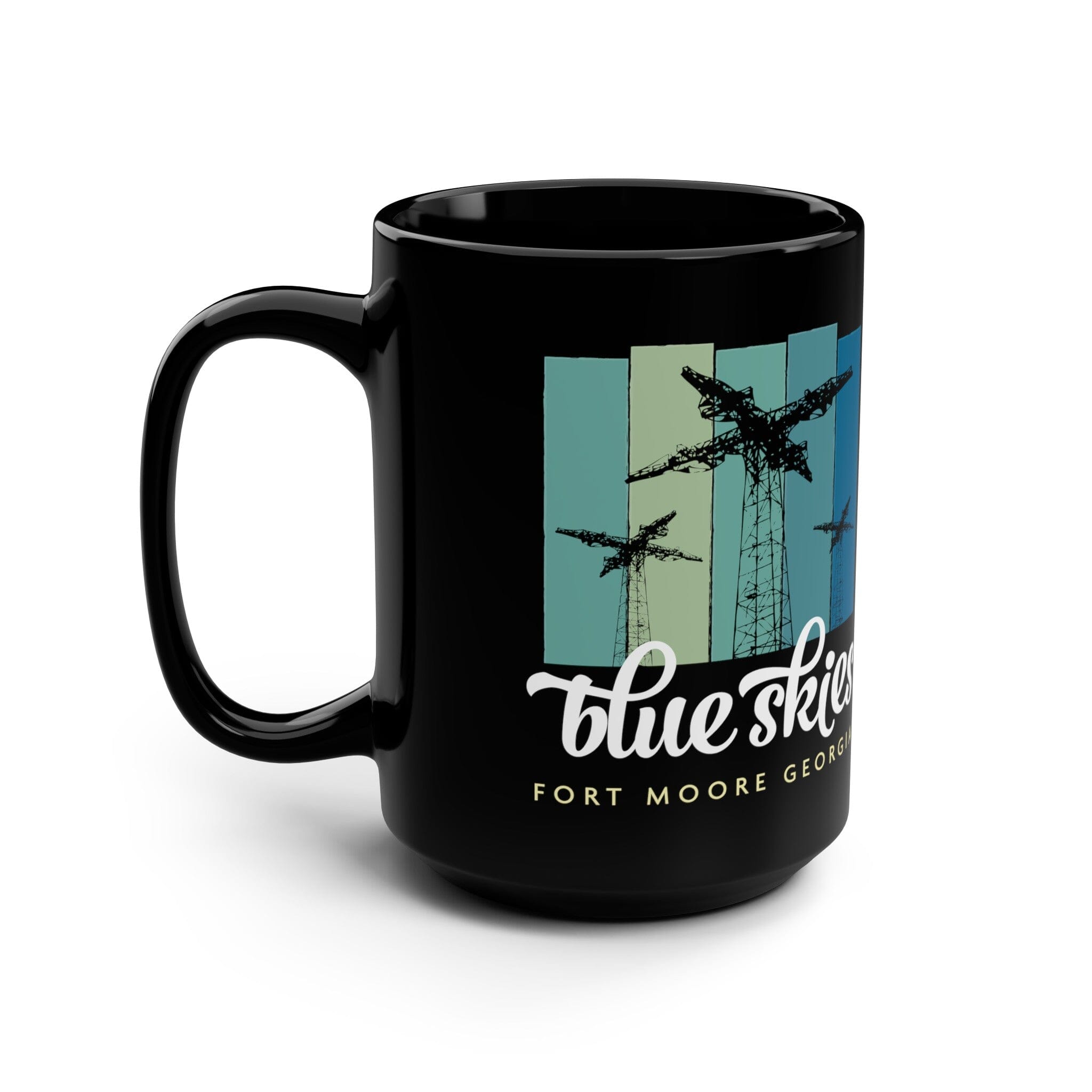 Blue Skies Fort Moore Georgia Black Mug – American Marauder
