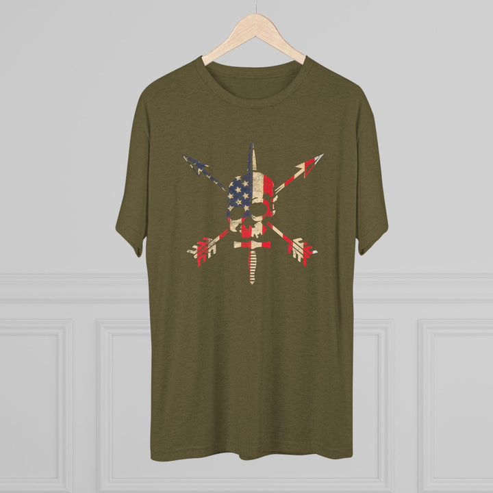 Nous Defions American Flag Triblend Athletic Shirt – American Marauder
