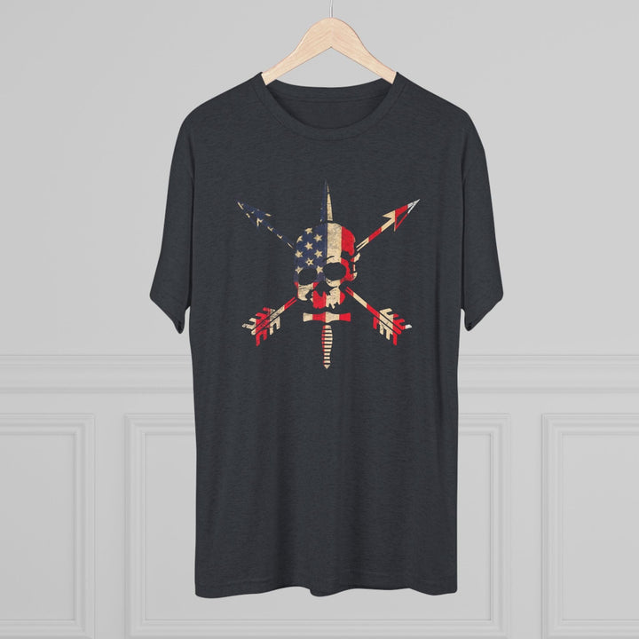 Nous Defions American Flag Triblend Athletic Shirt – American Marauder