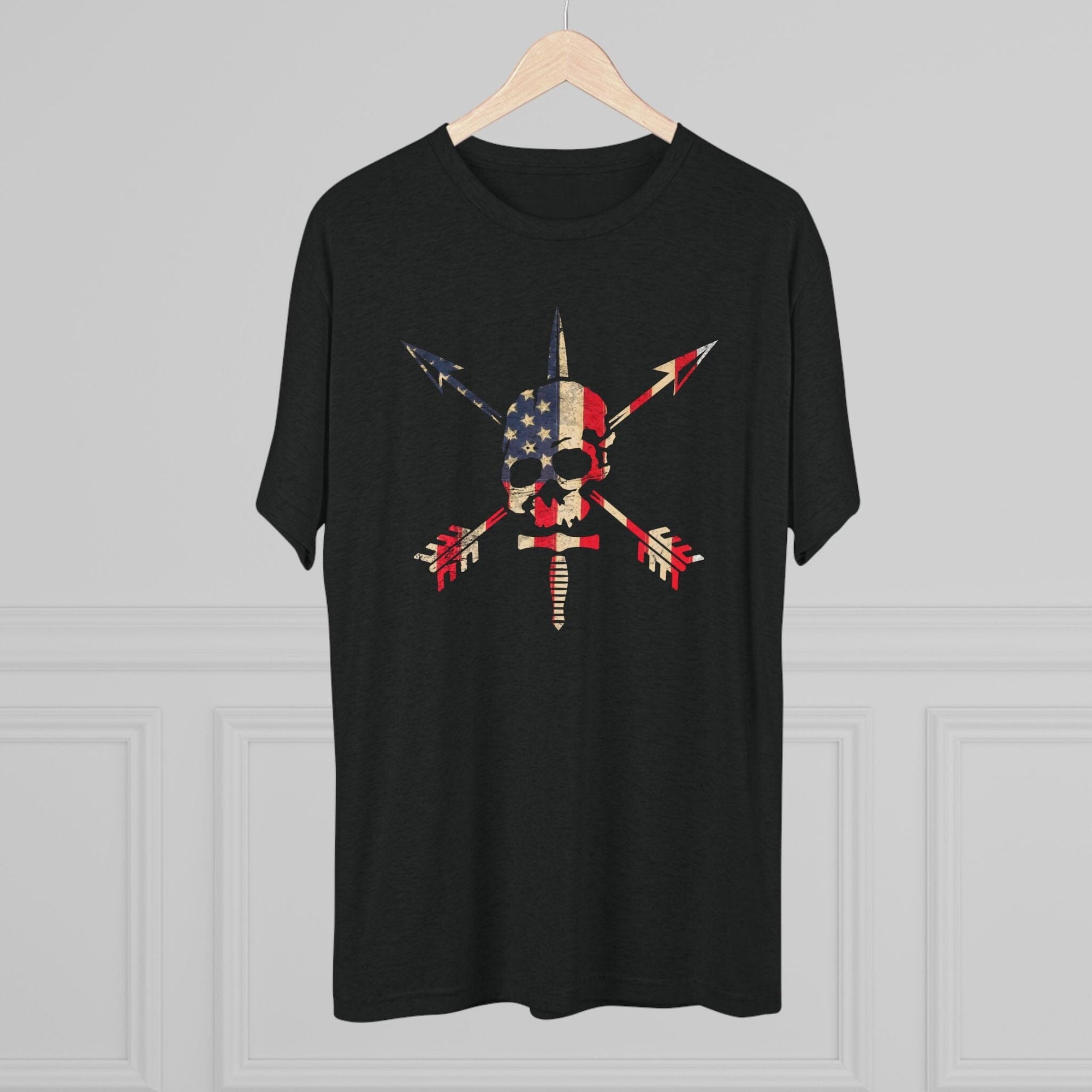 Nous Defions American Flag Triblend Athletic Shirt – American Marauder