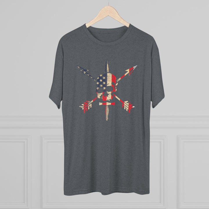 Nous Defions American Flag Triblend Athletic Shirt – American Marauder