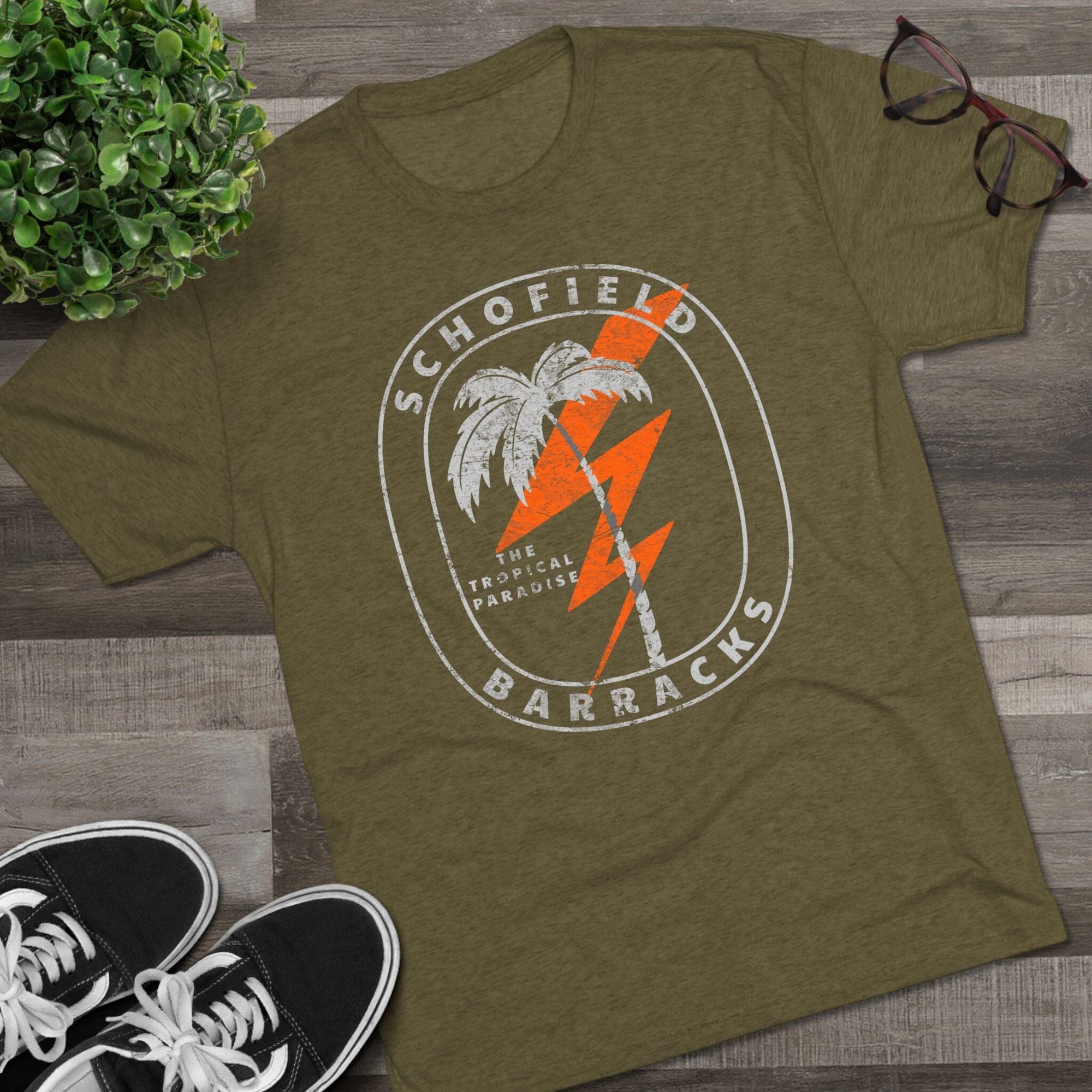 Schofield Barracks Tropical Paradise Distressed - Triblend Athletic Sh ...